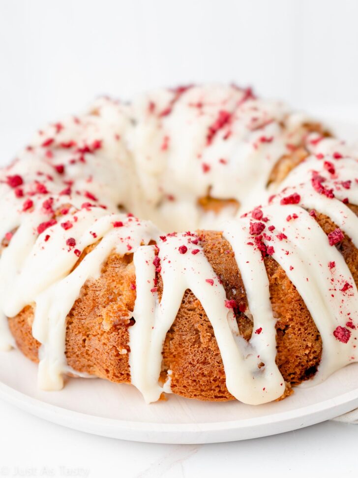 Best White Chocolate Raspberry Bundt Cake - Just As Tasty